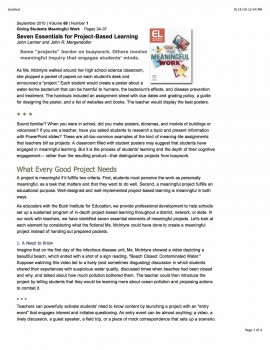 Seven Essentials for Project-Based Learning - Inflexion