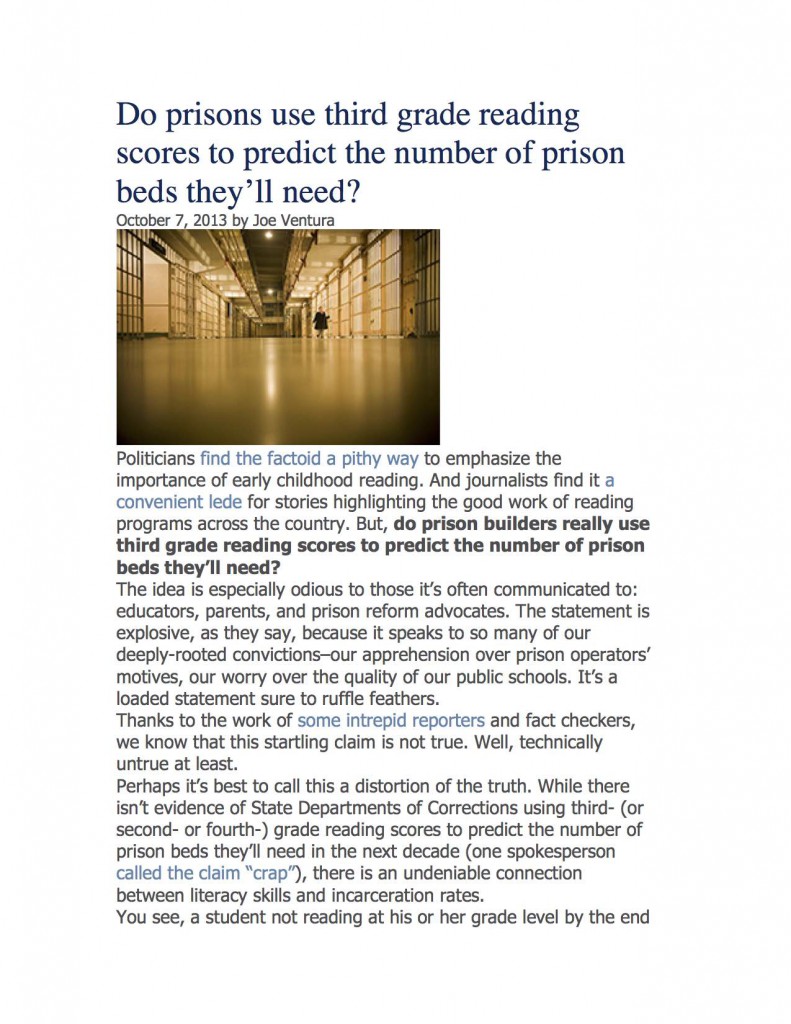 Do Prisons Use Third Grade Reading Scores To Predict The Number Of 