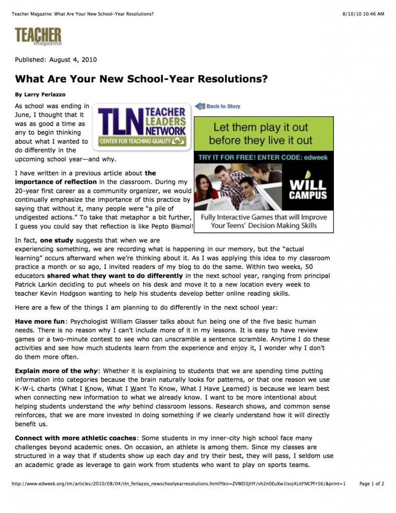 What Are Your New School-Year Resolutions? - Inflexion