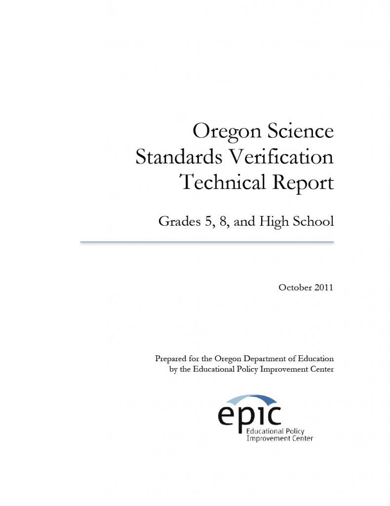 Oregon Science Standards Verification Technical Report - Inflexion