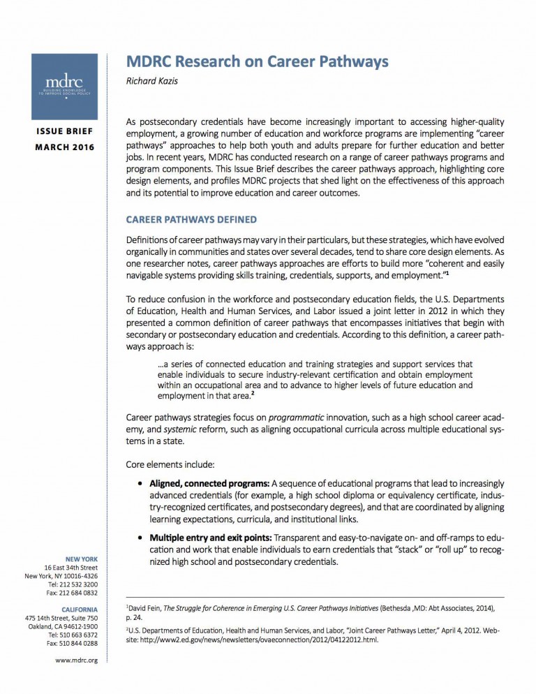 MDRC Research on Career Pathways - Inflexion